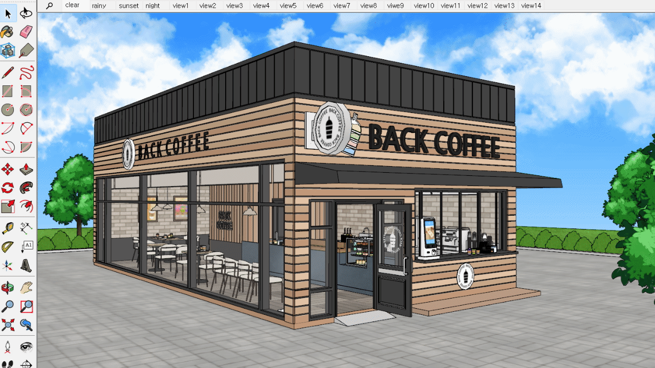 Takeout Cafe - Back Coffee with Drink and Desserts