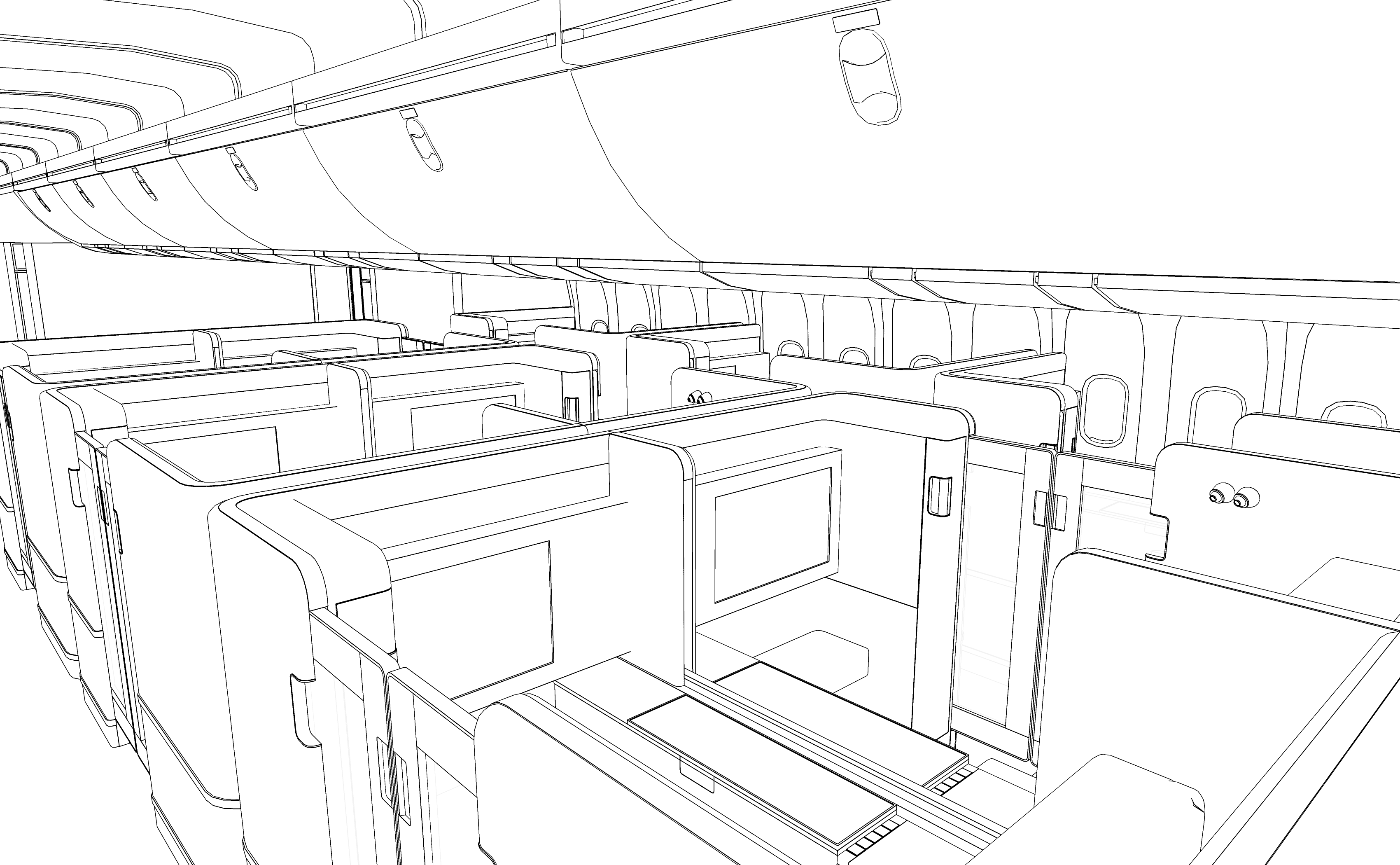 Airplane Cockpit and Cabin Interior Set