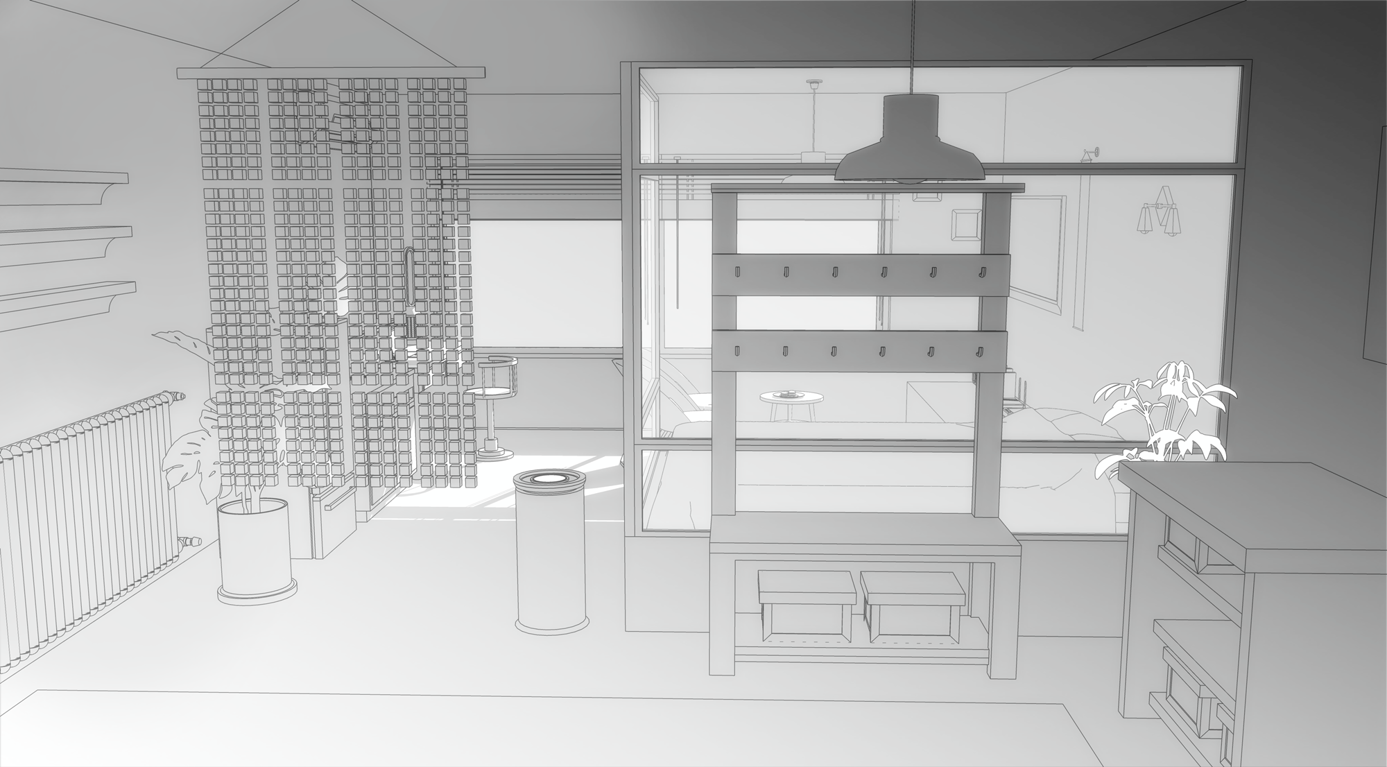 Noir Hong Kong style officetel room