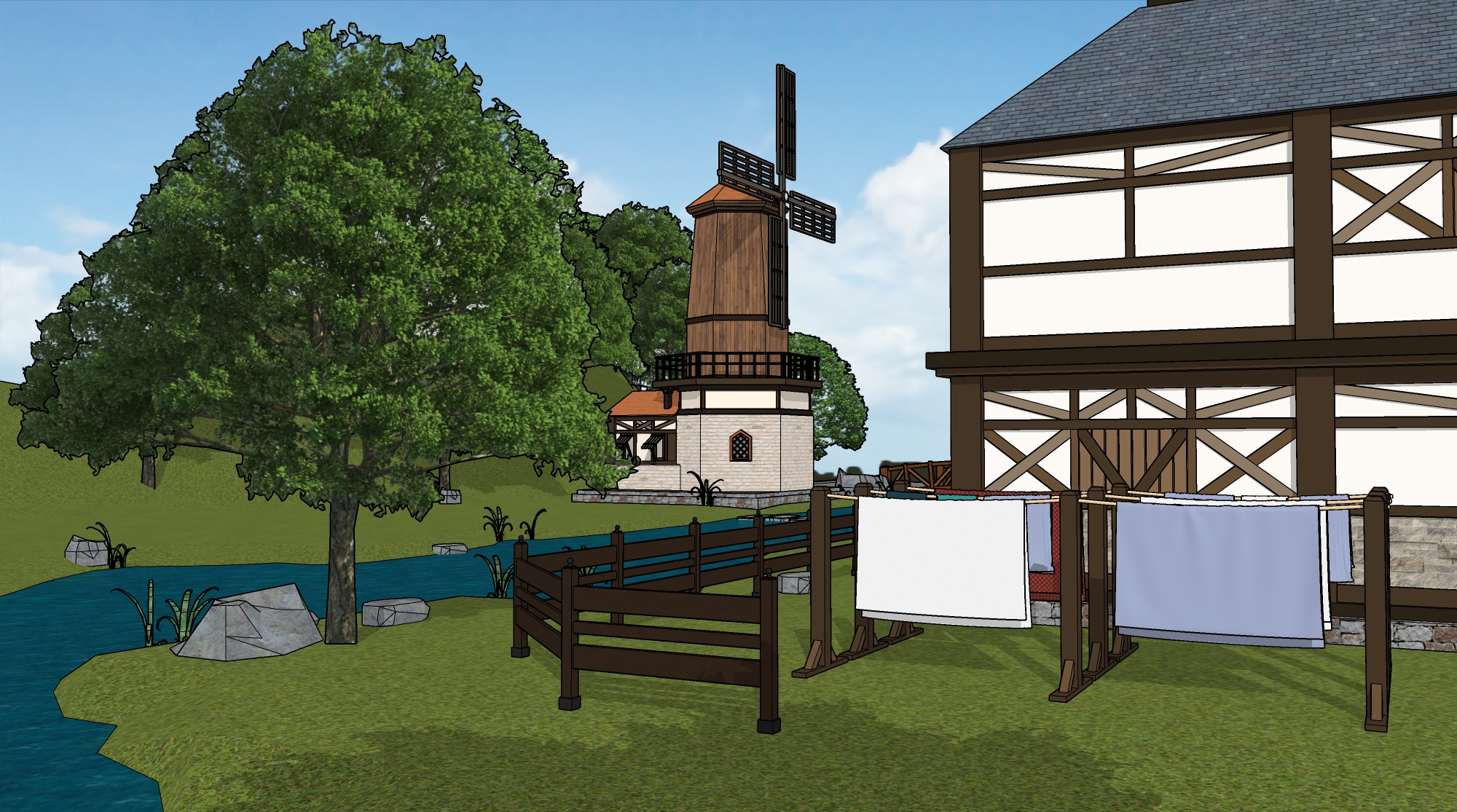 Inn with Fantasy Medieval Style Stables