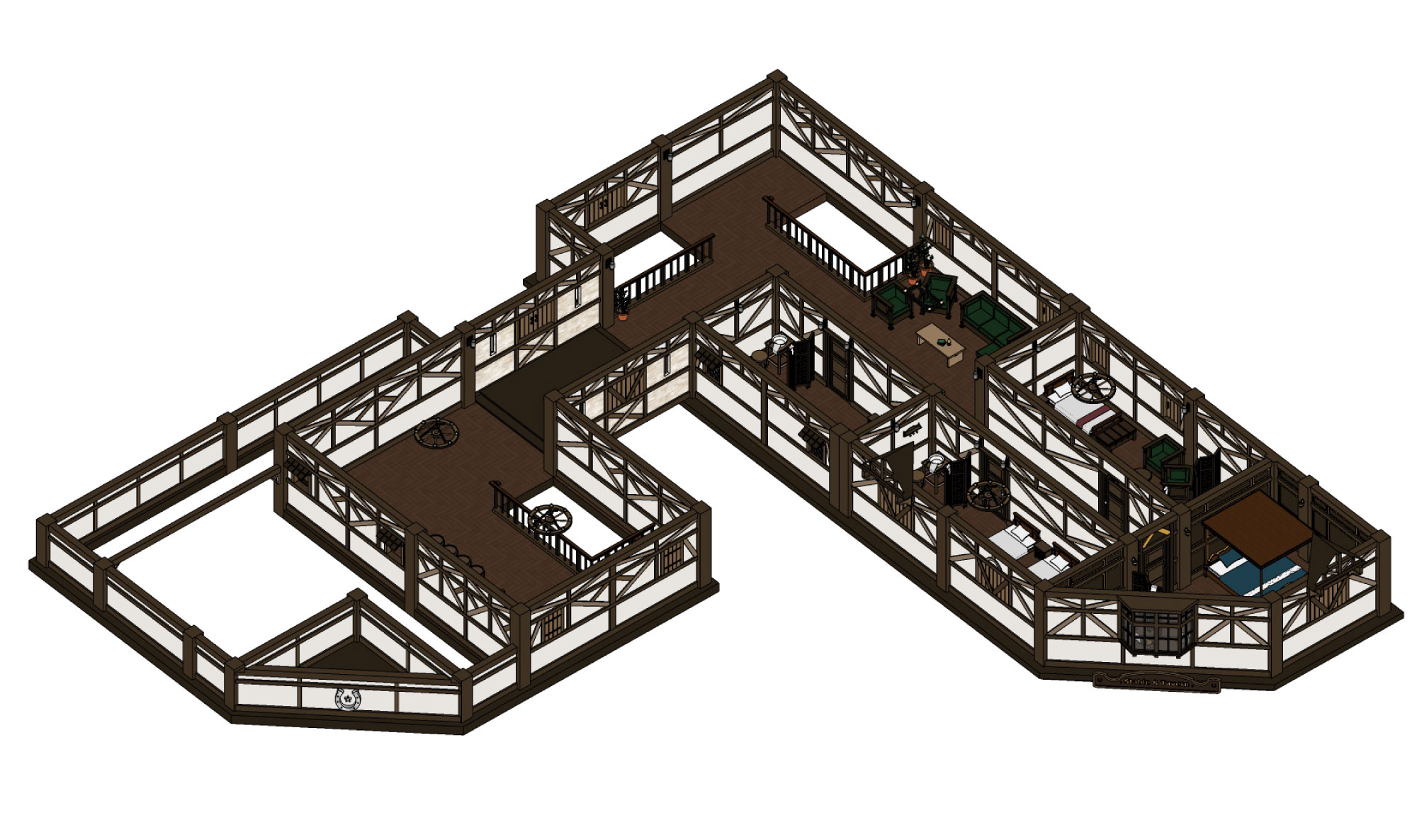 Inn with Fantasy Medieval Style Stables