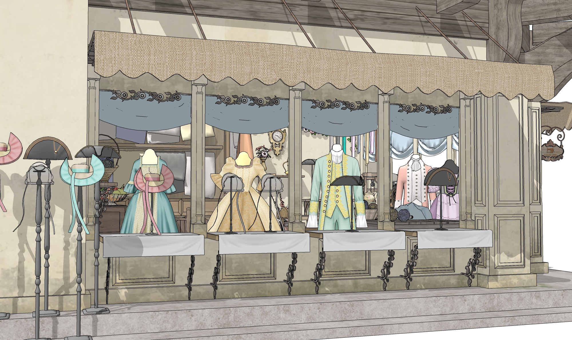 Medieval Village Scenery and Shops